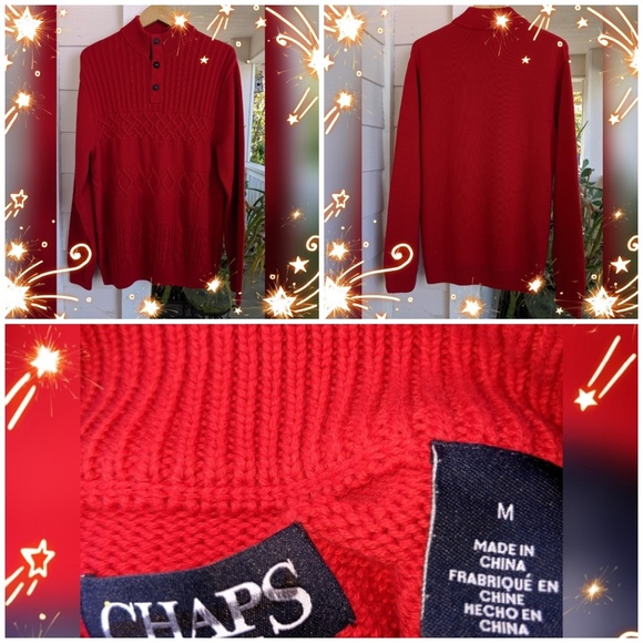 Chaps | Sweaters | Chaps Mens Red 3 Button Fishermans Sweater | Poshmark